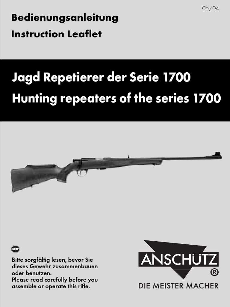 Anschutz 1700 | PDF | Trigger (Firearms) | Magazine (Firearms)