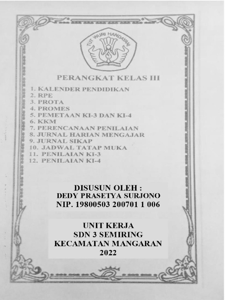 Perangkat Kelas Tahun 2021 2022 Semester Ganjil Kelas 3 Pdf