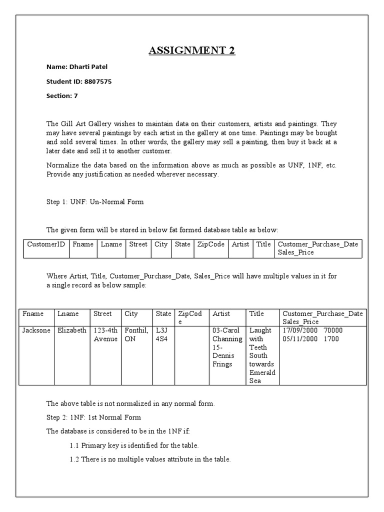 The Gill Art Gallery Database Normalization | PDF | Computer Programming | Software Design