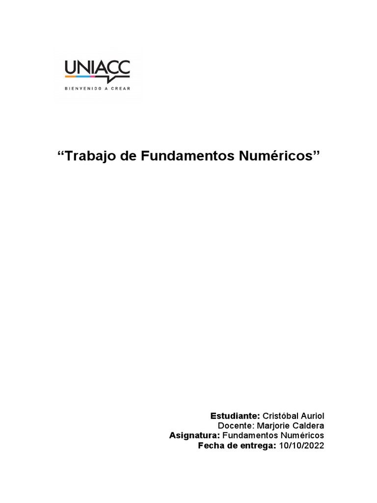 Trabajo de Fundamentos Numéricos | PDF