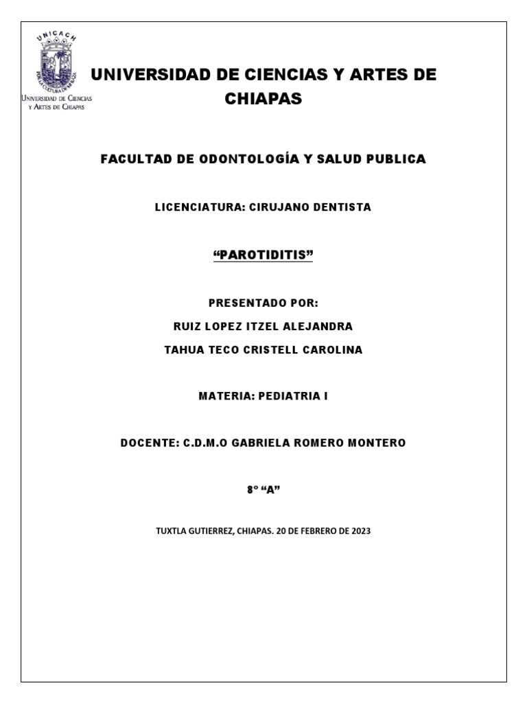 Parotiditis: Guía para Estudiantes de Odontología | PDF | Virus ...