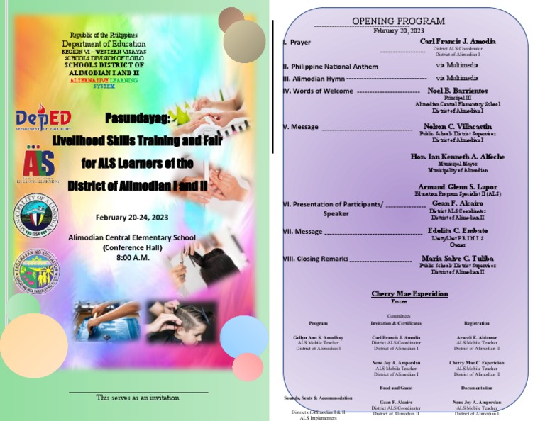 Pasundayag: Livelihood Skills Training and Fair For ALS Learners of The ...