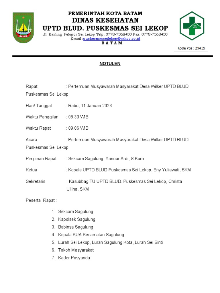 Notulen MMD 11 Januari 2023 | PDF
