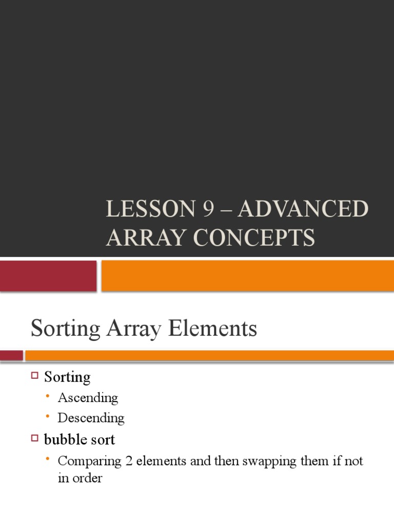 Lesson 9 Advanced Array Concepts Pdf Computer Science Computing