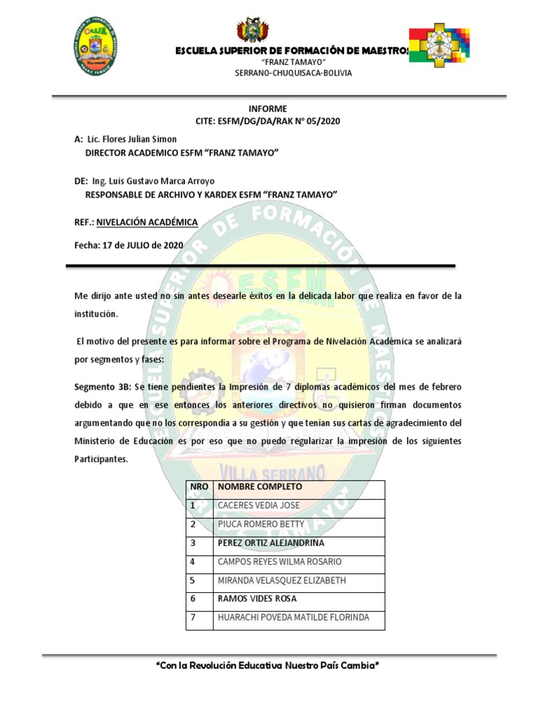INFORME 5 NIVELACION | PDF