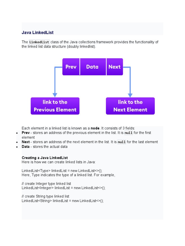 LinkedList, Jagged Array, List, and Enumeration in Java | PDF ...