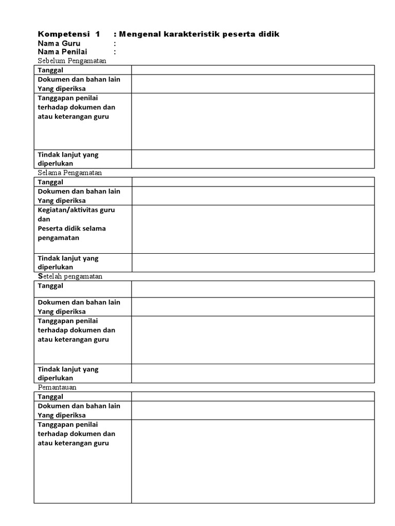 Form Kompetensi 1-14 | PDF