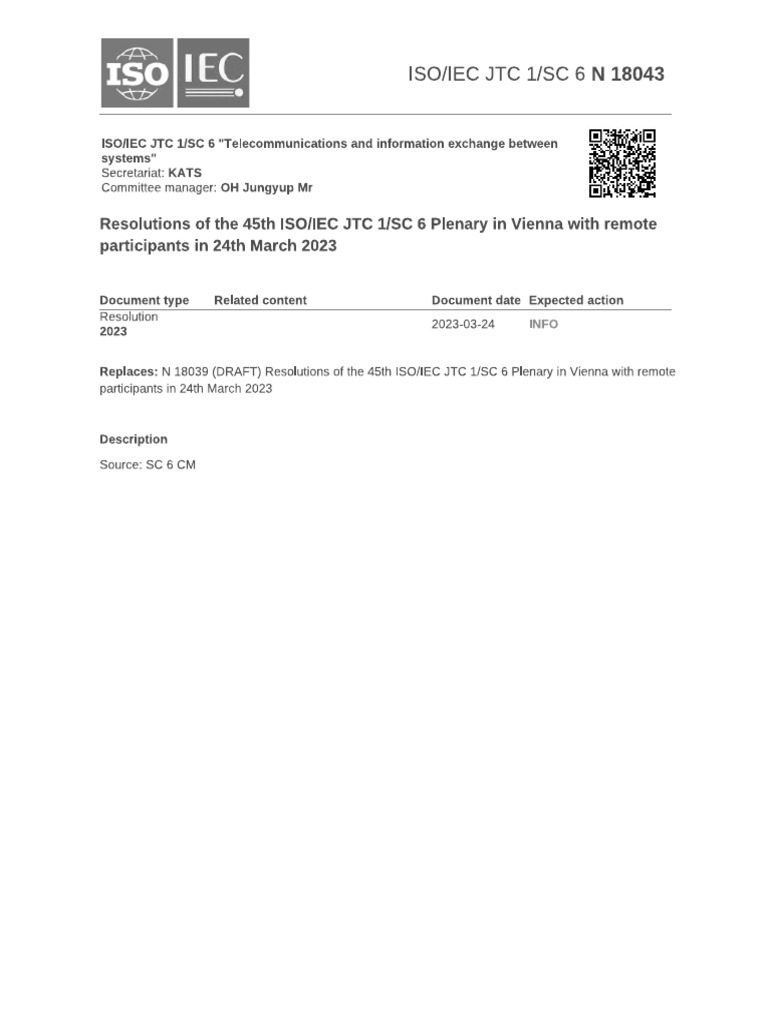 ISO/IEC JTC 1/SC 6 March 24, 2023 Resolutions | PDF