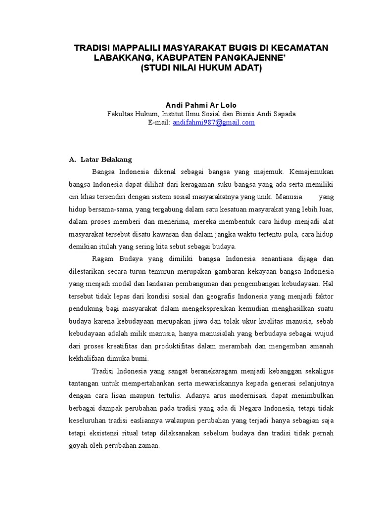 Tradisi Mappalili Masyarakat Bugis Di Kecamatan Labakkang | PDF