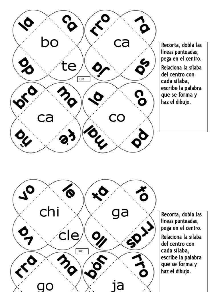 recorta y escribe las silabas | PDF