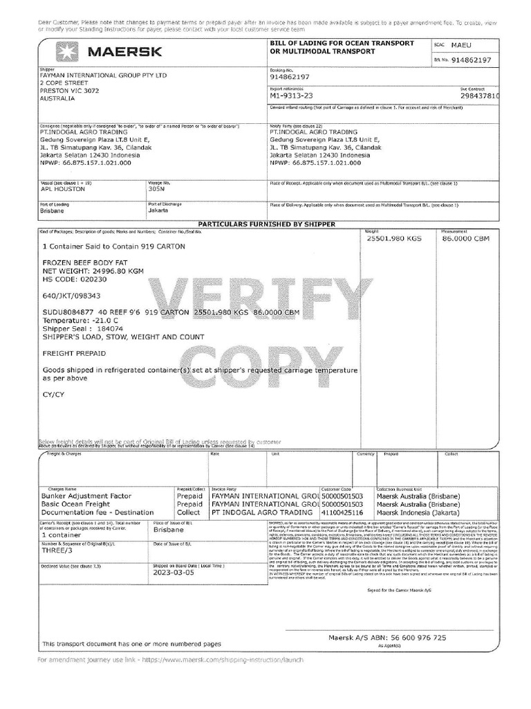 Maersk BL Page 1 | PDF