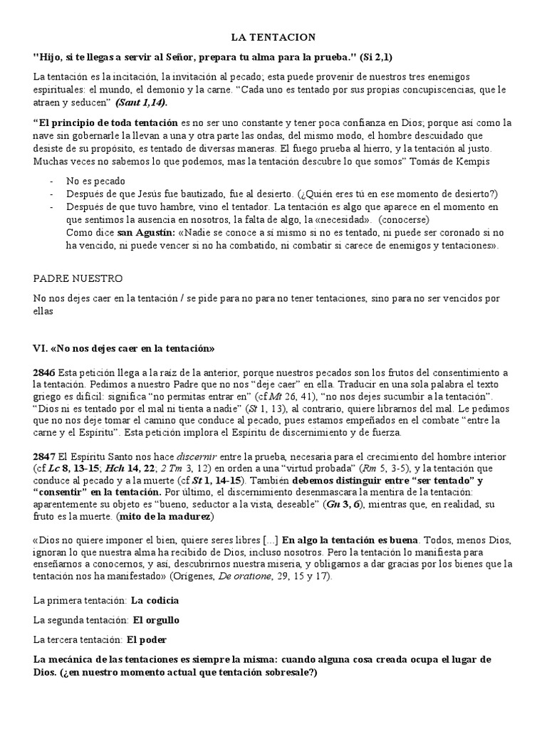 Cómo Vencer la Tentación: Consejos Espirituales | PDF | Pecado | Jesús