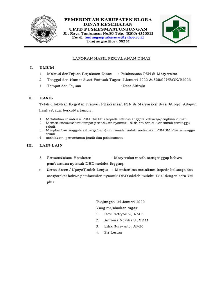 Contoh - LAPORAN HASIL - KEG - PSN - DI MASYARAKAT | PDF
