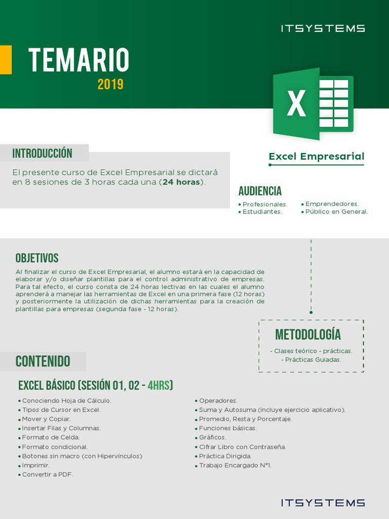 Temario Excel2 | PDF | Microsoft Excel | Desarrollo de software