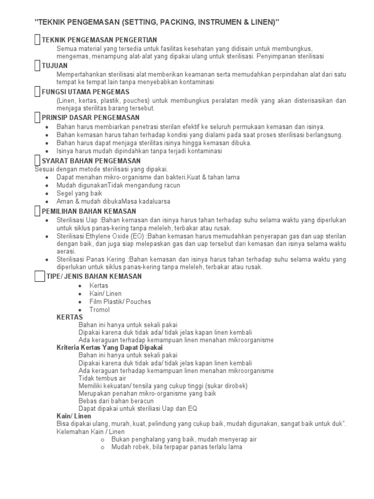 Teknik Pengemasan CSSD | PDF