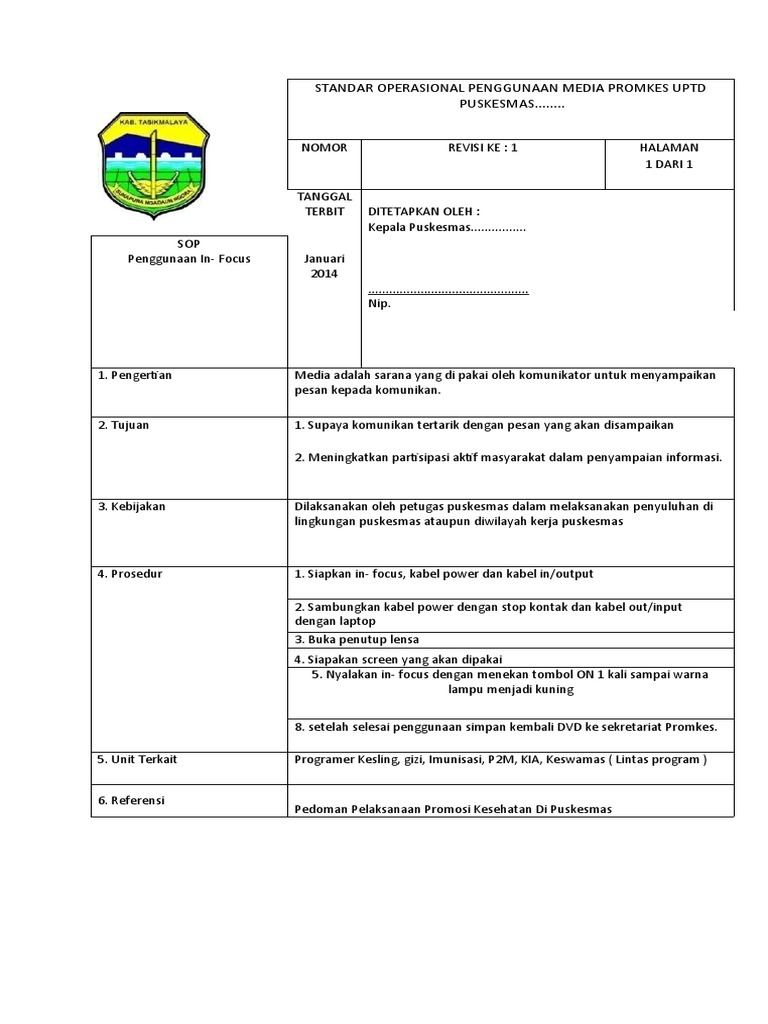 SOP Penggunaan Media Promkes Puskesmas | PDF