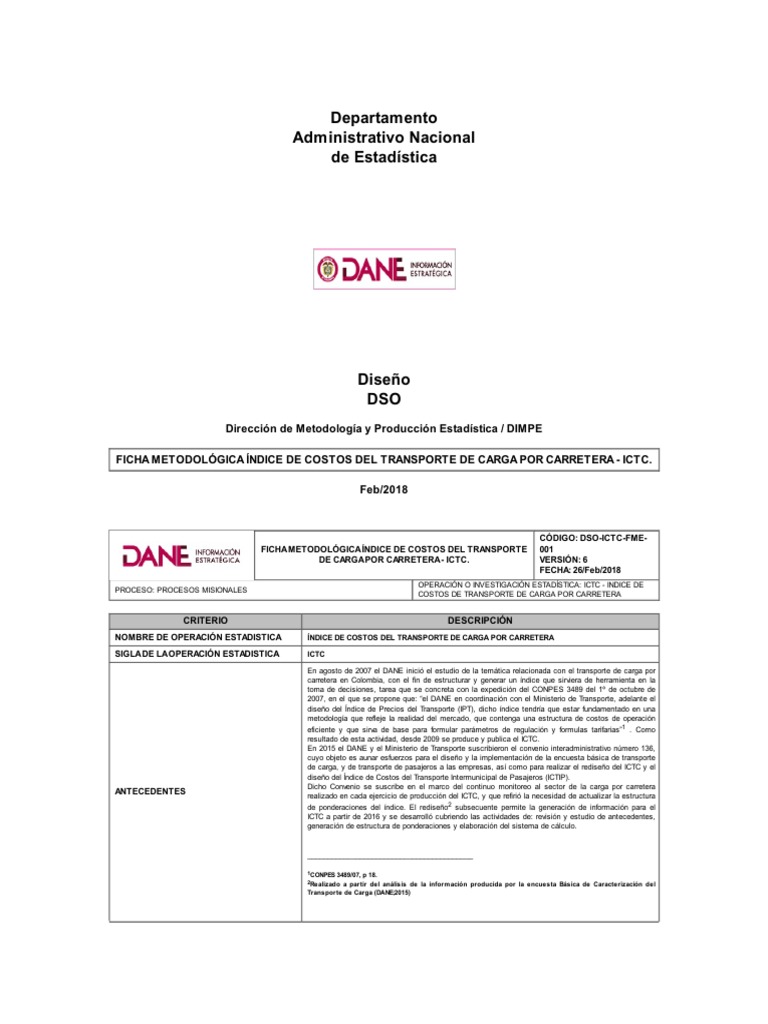 Ficha Metodologica ICTC | PDF | Transporte | Fondo Monetario Internacional