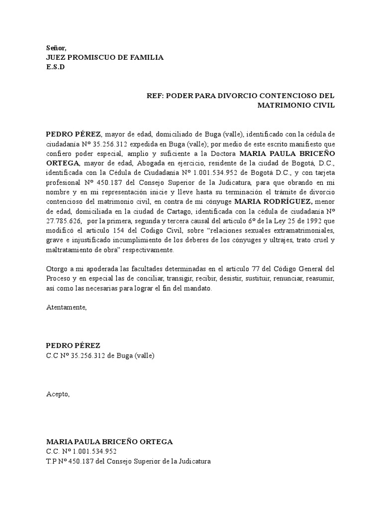 Poder Divorcio | PDF | Divorcio | Familia