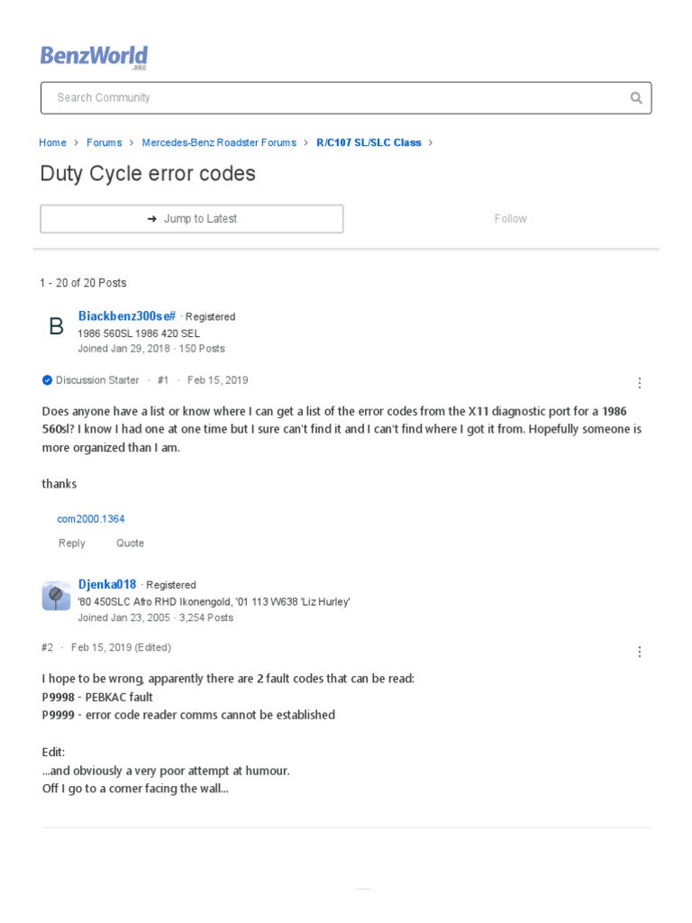 Duty Cycle Error Codes - Mercedes-Benz Forum | PDF | Throttle | Vehicle Technology