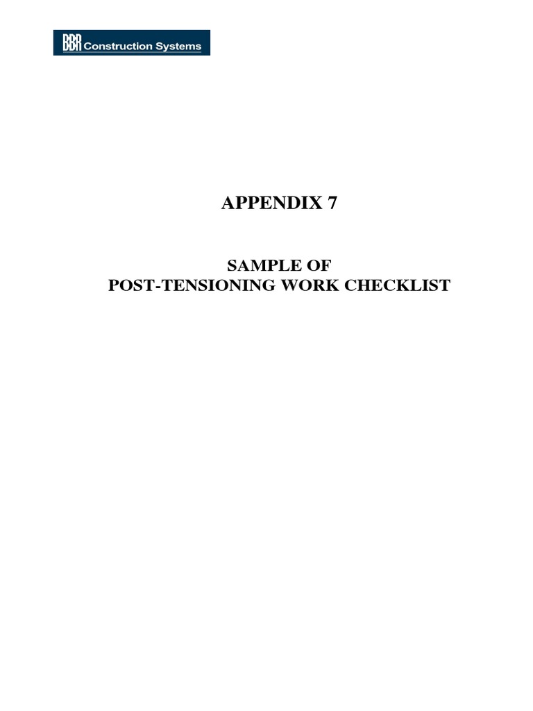 Post Tension Grout and Checklist | PDF | Prestressed Concrete ...