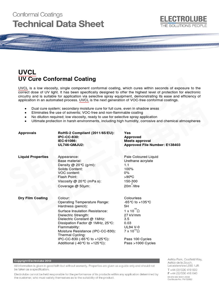 UV Cure Conformal Coating | PDF | Ultraviolet | Emission Spectrum