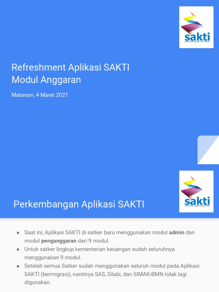 Modul Penganggaran Aplikasi SAKTI | PDF | Pengelolaan Keuangan & Uang ...
