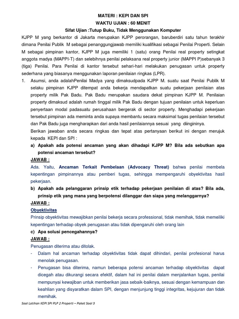 (Paket Soal 3) Soal KEPI SPI | PDF