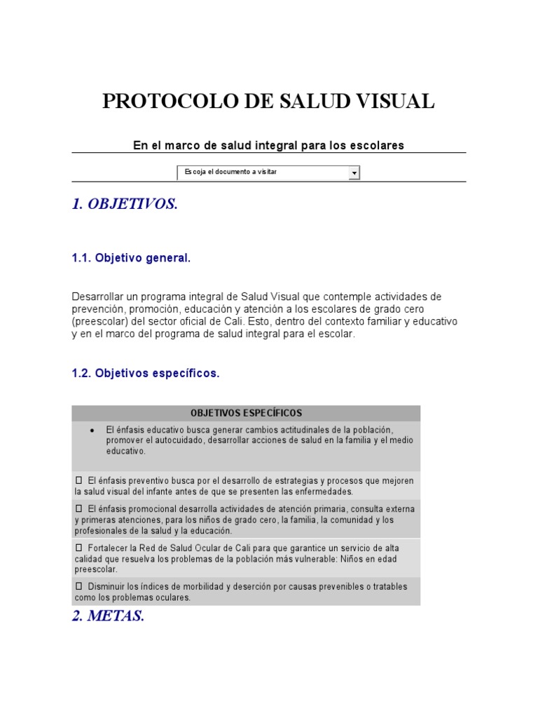 Protocolo de Salud Visual | PDF | Ojo humano | Percepción visual