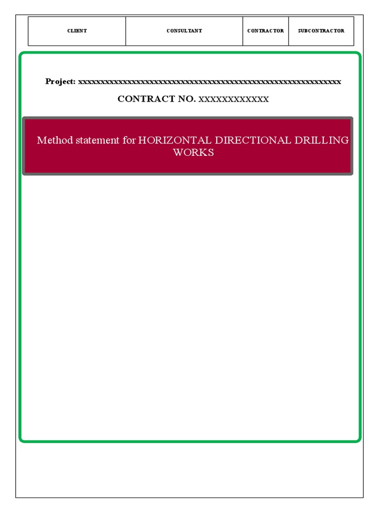 Method Statment HDD Works | PDF | Safety | Pipe (Fluid Conveyance)