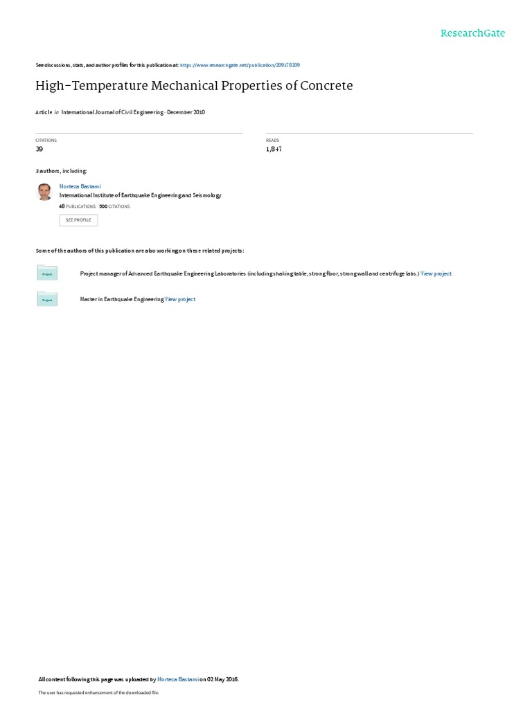 High-Temperature Mechanical Properties of Concrete | PDF | Strength Of Materials | Deformation ...