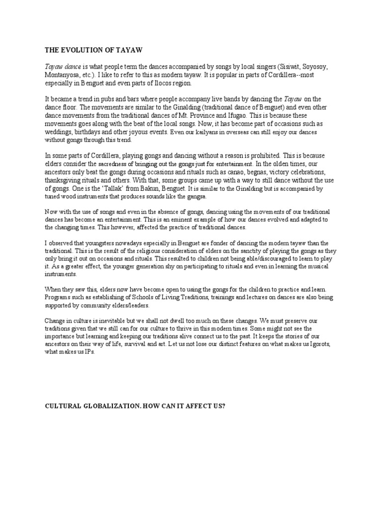 Evolution of Tayaw Dance | PDF | Dances | Traditions