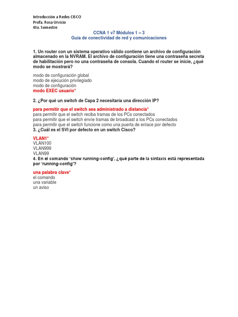 CCNA 1 v7 Guía | PDF | Red de computadoras | Modelo osi