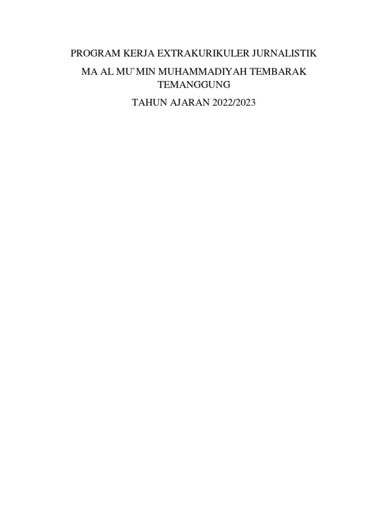 A. Dokumen Program Kerja Ekstrakurikuler Jurnalistik | PDF