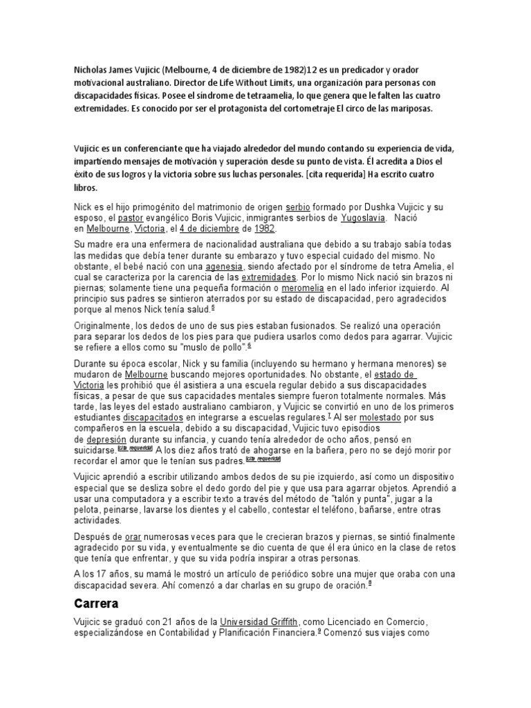 Nicholas James Vujicic | PDF
