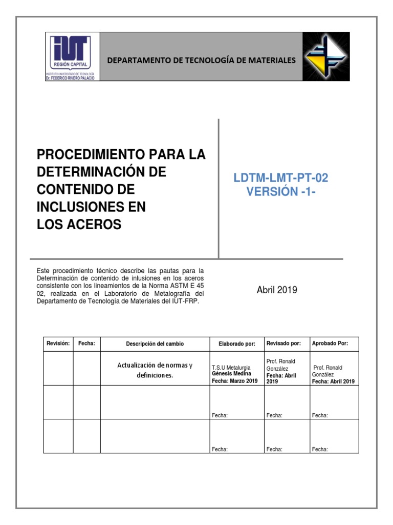 Determinación de Inclusiones en Aceros | PDF | Acero | Materiales de ...