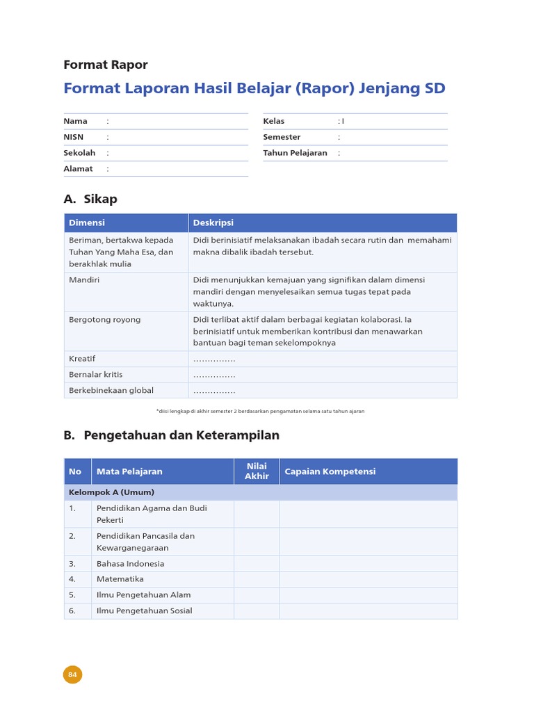 Format Rapor K13 2022 @Edi Brata | PDF