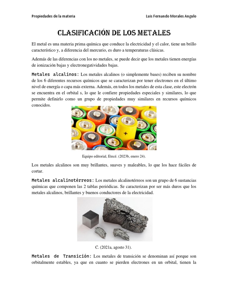 Clasificación de Los Metales | PDF | Acero | Hierro fundido