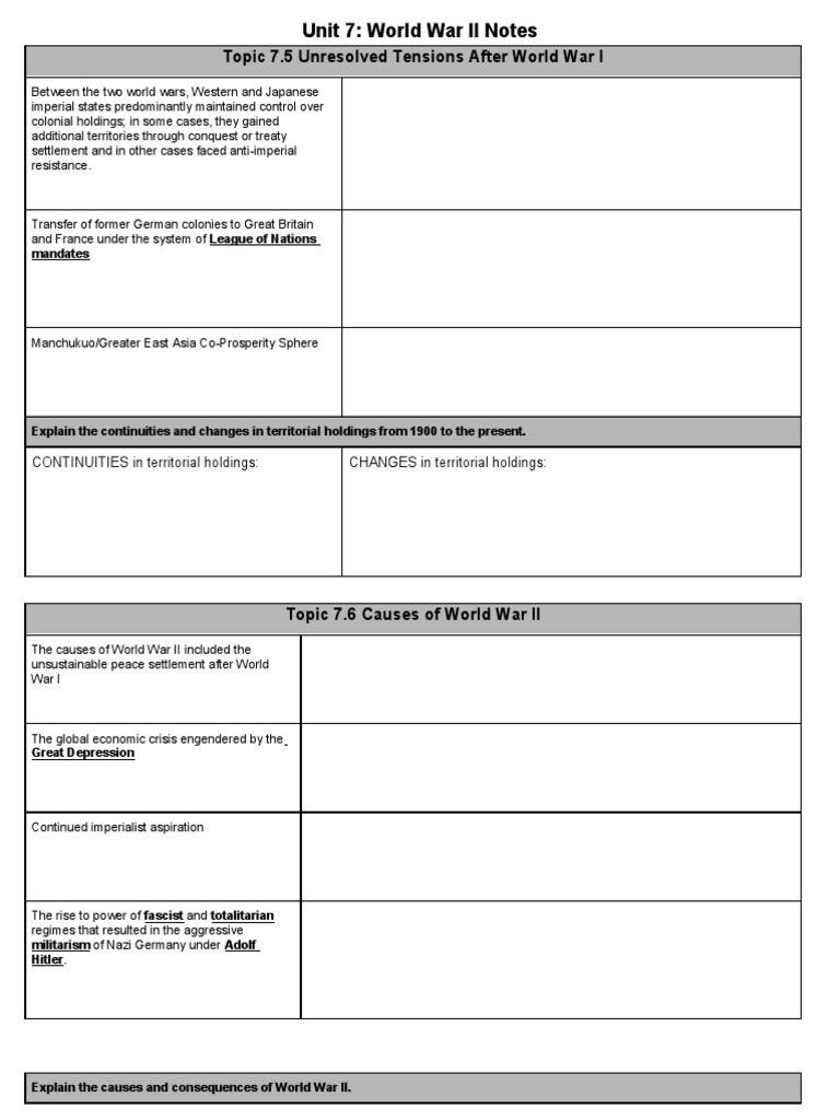 Unit 7 - WWII Notes | PDF | World War II | Totalitarianism