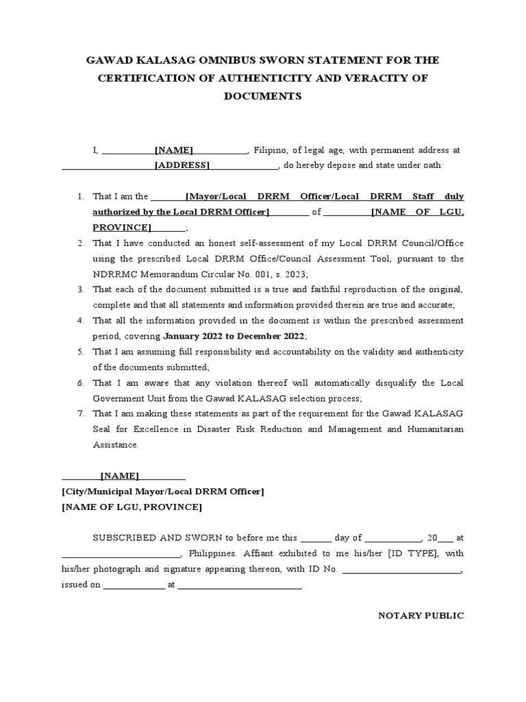 GK-OMNIBUS-SWORN-STATEMENT - 2023 Template | PDF