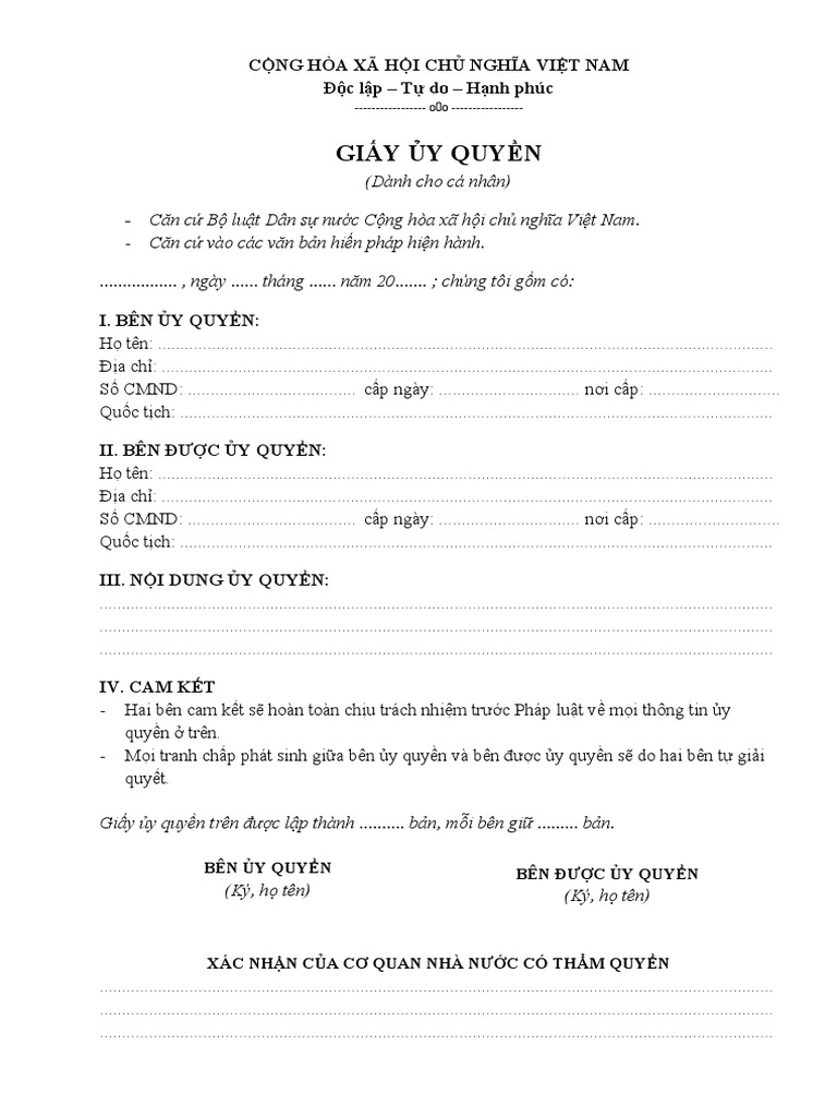 Giay Uy Quyen Ca Nhan 0602150310 | PDF