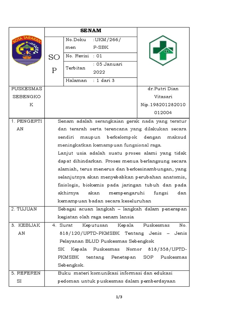 Sop Senam 2022 | PDF