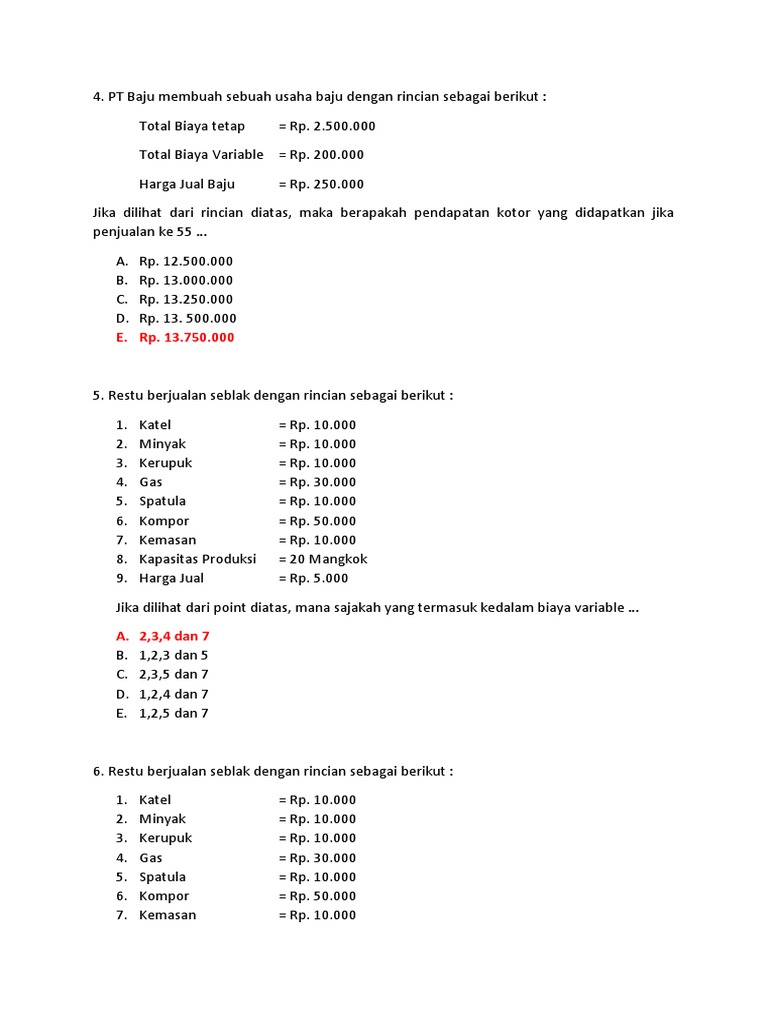 Latihan Soal Pkwu Kelas Xii Ada Jaw | PDF
