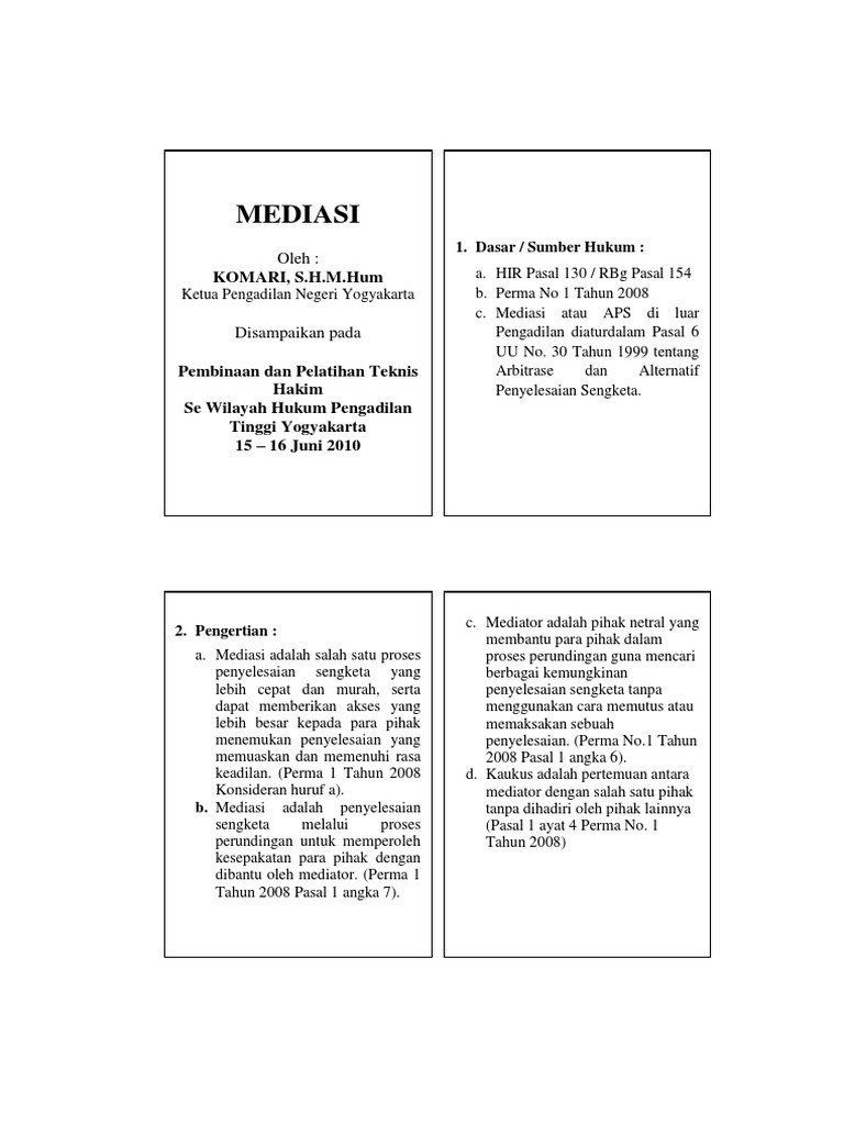 Dasar Hukum dan Proses Mediasi | PDF