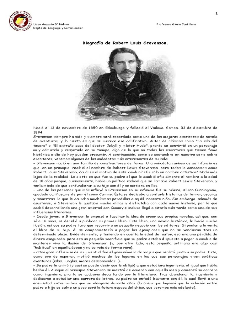 Un recorrido por la vida y obra del escritor Robert Louis Stevenson ...