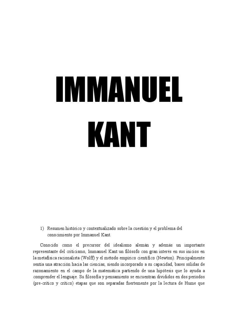 Immanuel Kant | PDF | Immanuel Kant | Conocimiento