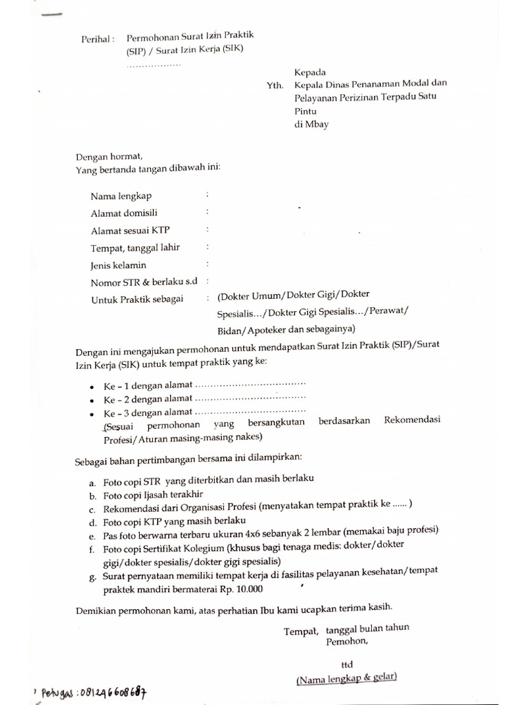 Form Pengajuan Sipa Perijinan | PDF