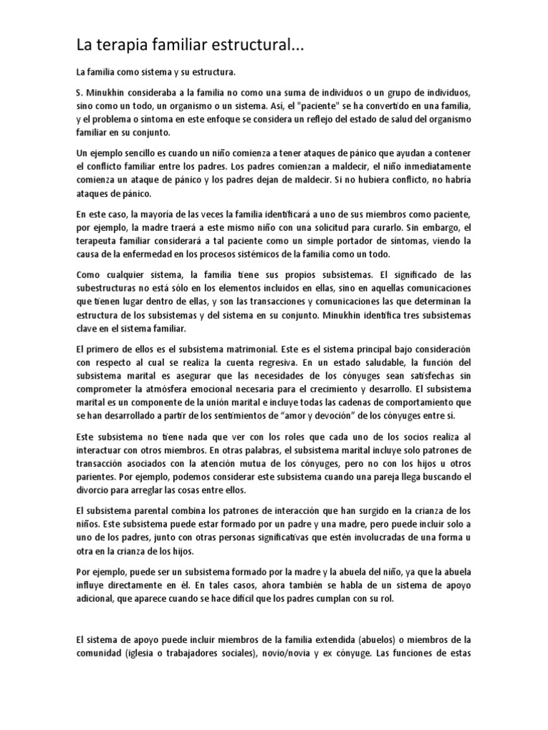 La Familia Como Sistema y Su Estructura | PDF | Familia | Psicoterapia