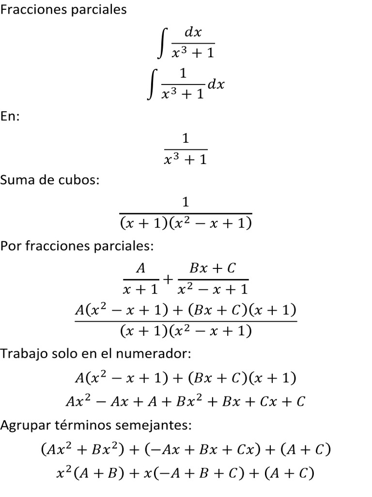 Integración de fracciones parciales | PDF | Integral | Funciones ...