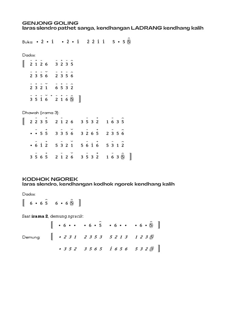GENJONG GOLING & Kodhok Ngorek | PDF | Teaching Methods & Materials