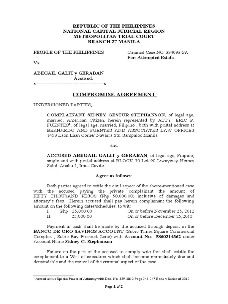 Compromise Agreement | PDF | Government | Public Law